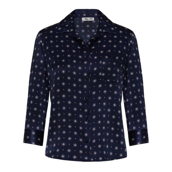 Anine Bing | Tops | Anine Bing Billie Medallion Print Silk Blouse In ...